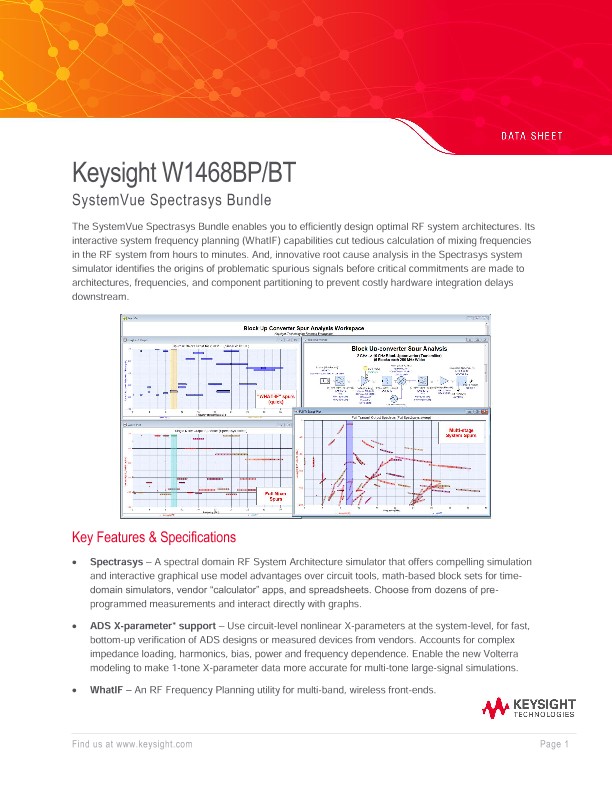 Keysight W1468BP SystemVue Spectrasys Bundle PDF Asset Page | Keysight